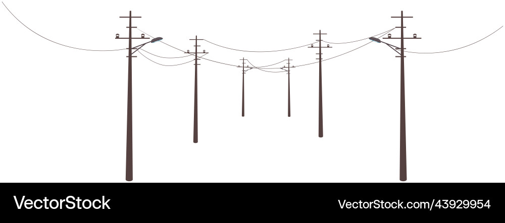 Overhead power line high-voltage electric Vector Image