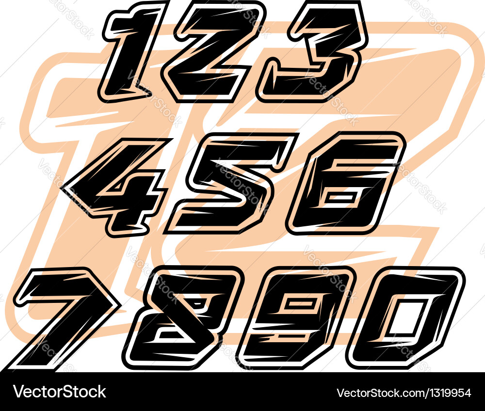 Racing sports numbers Royalty Free Vector Image
