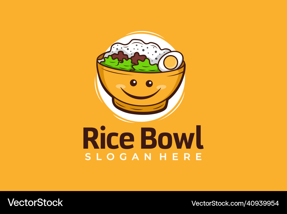 Rice bowl logo design template Royalty Free Vector Image