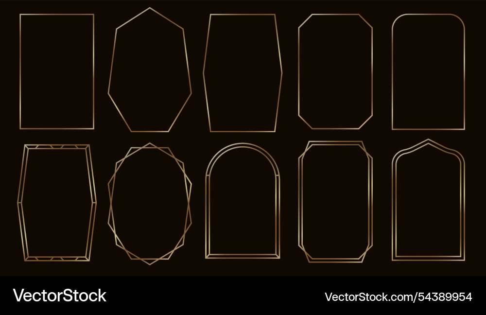 Simple golden frames thin gold borders in art Vector Image