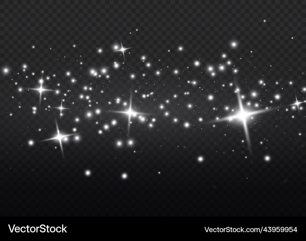 Starry dust flash light spark sparkle white star Vector Image