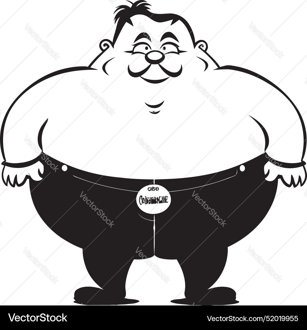 Chubby character logo emblem portly portrait Vector Image