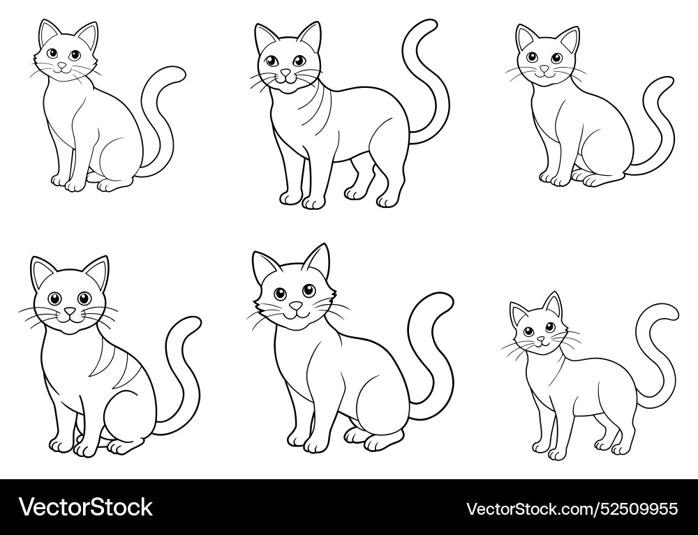 Cute cat line art Royalty Free Vector Image - VectorStock