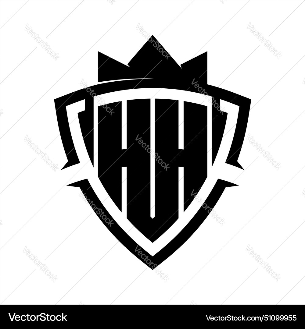 Hh letter bold monogram triangle curve shield Vector Image