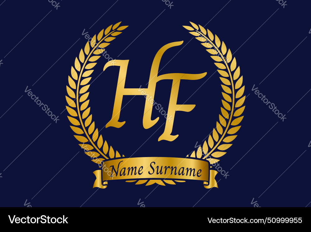 Initial letter h and f hf monogram logo design Vector Image