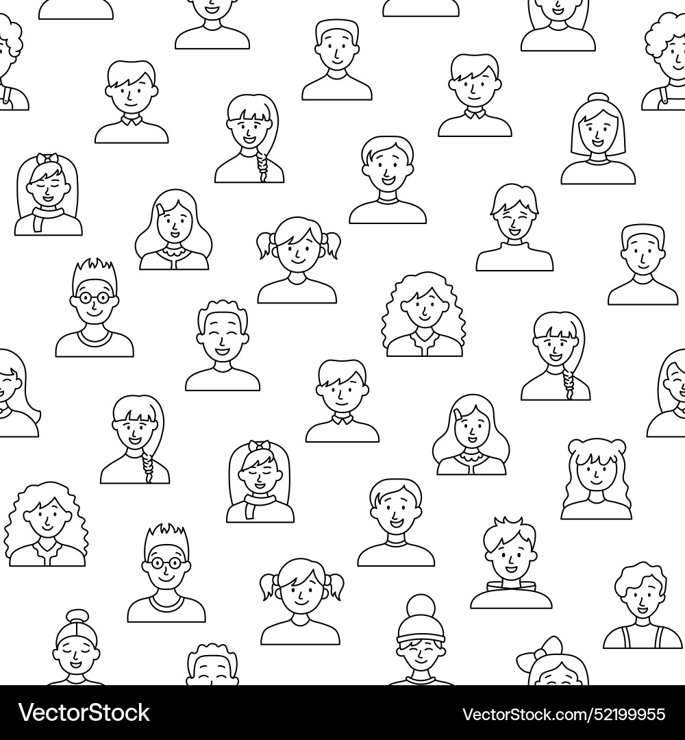 Kids different user profile coloring page Vector Image