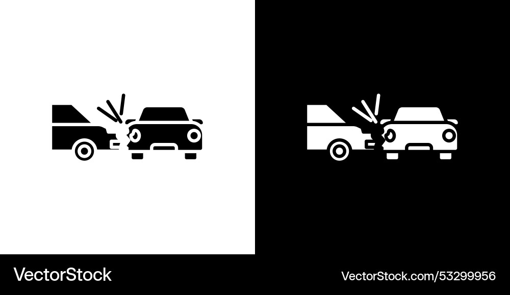 Car side crash icon outline sign symbol set Vector Image