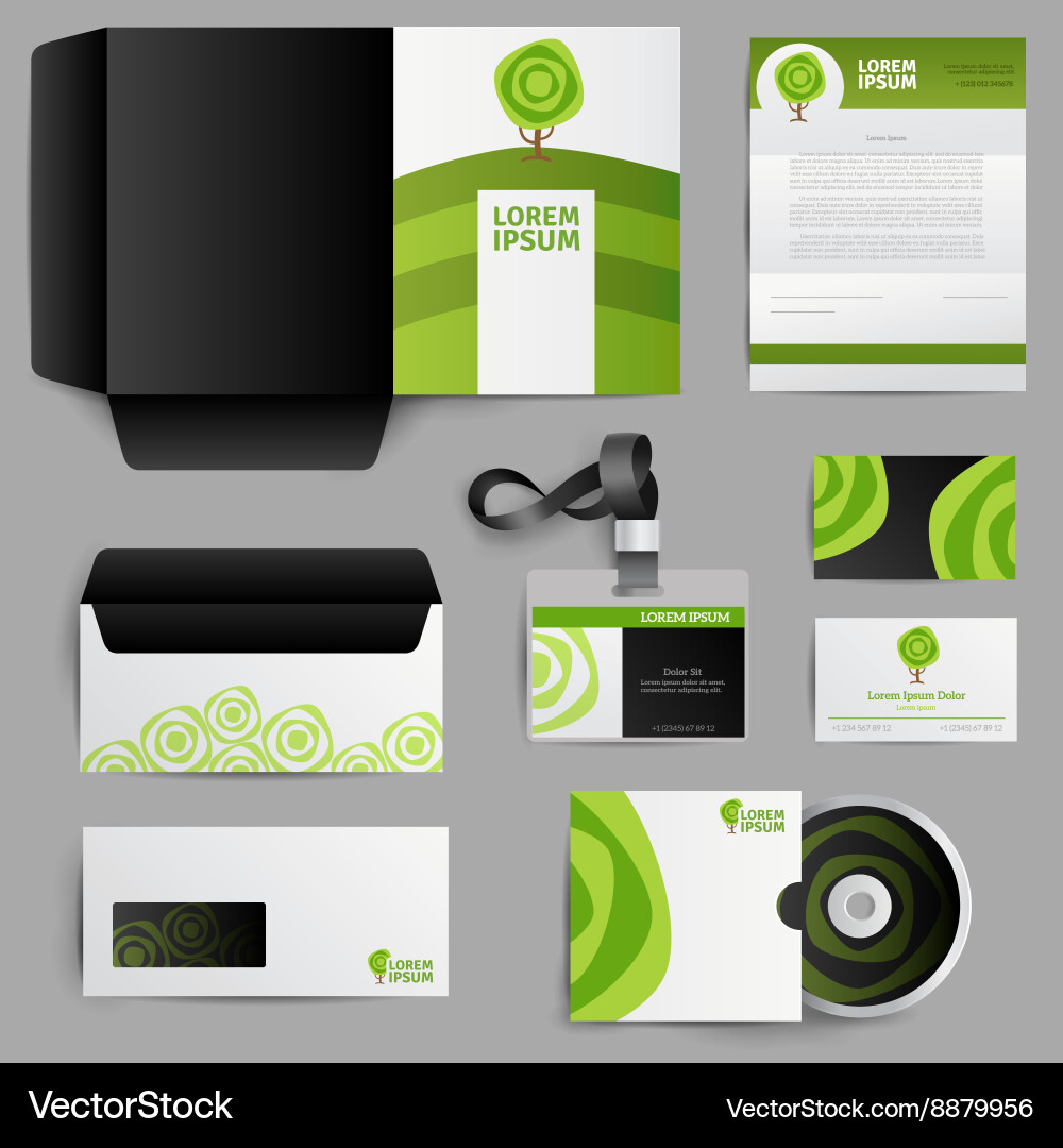 Corporate identity eco design with green tree Vector Image