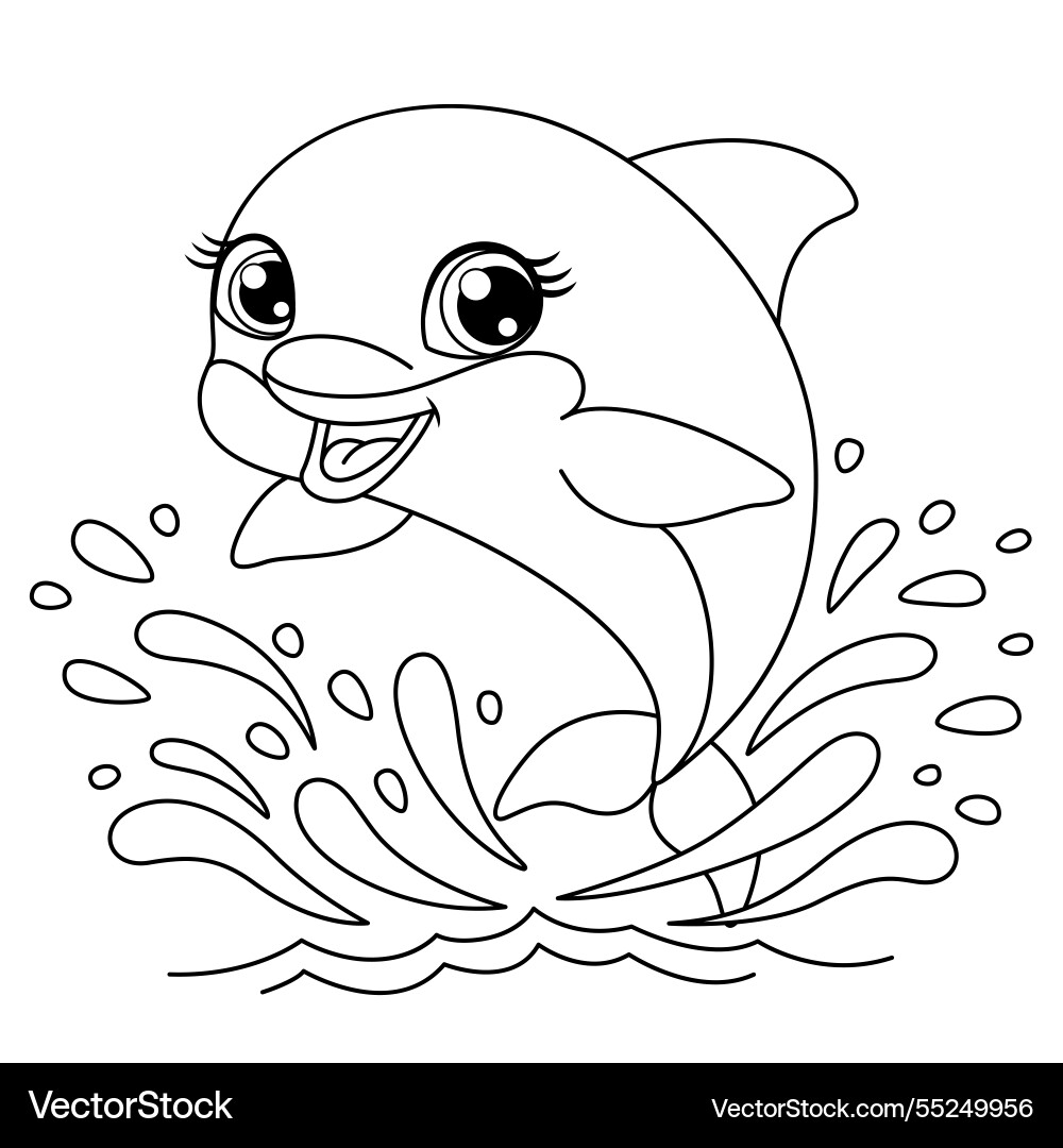 Cute cartoon smiling dolphin Royalty Free Vector Image