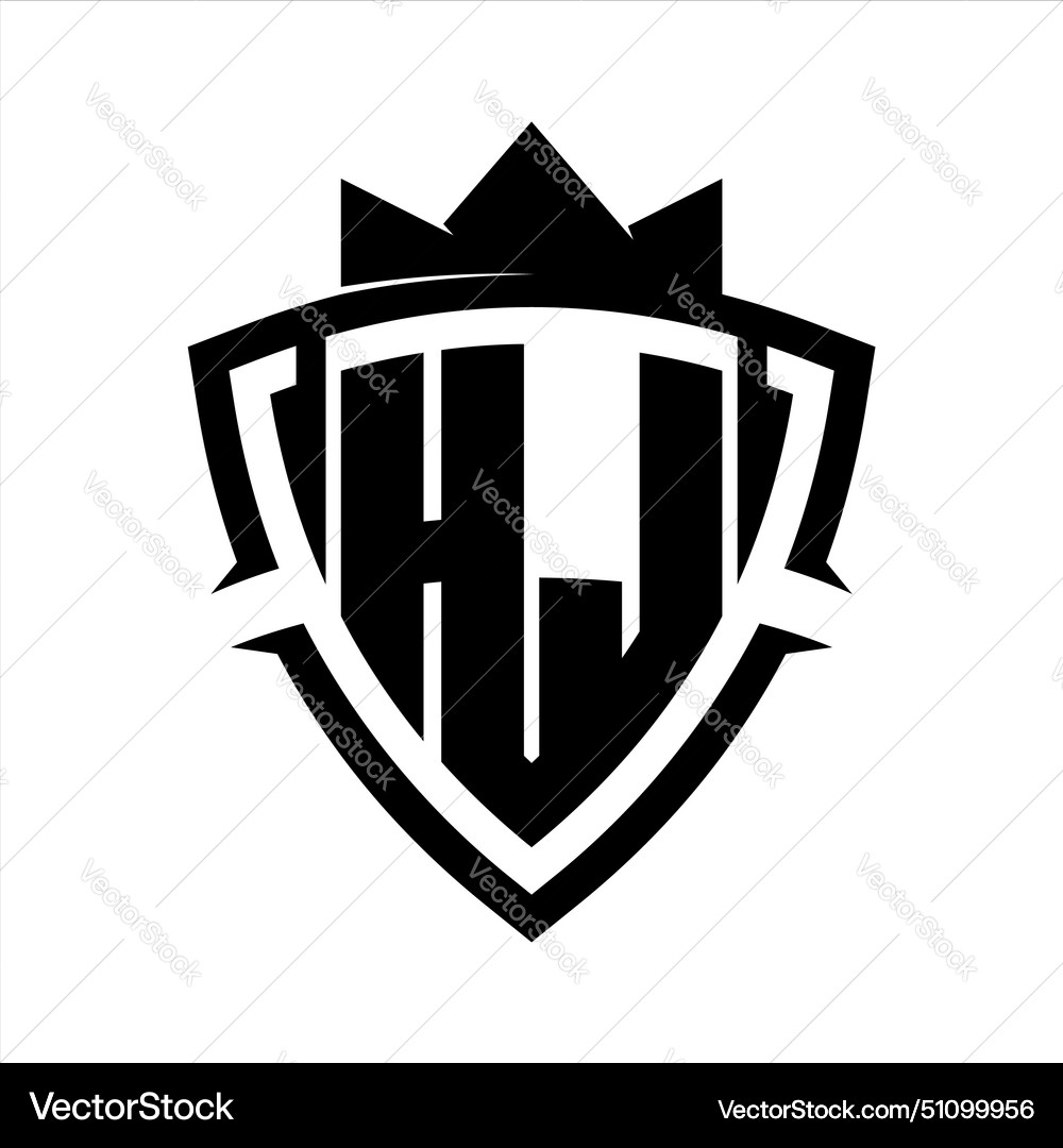 Hj letter bold monogram triangle curve shield Vector Image