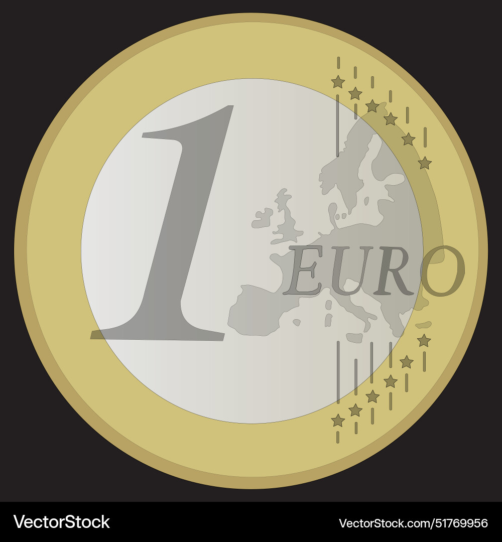 One euro coin isolated Royalty Free Vector Image