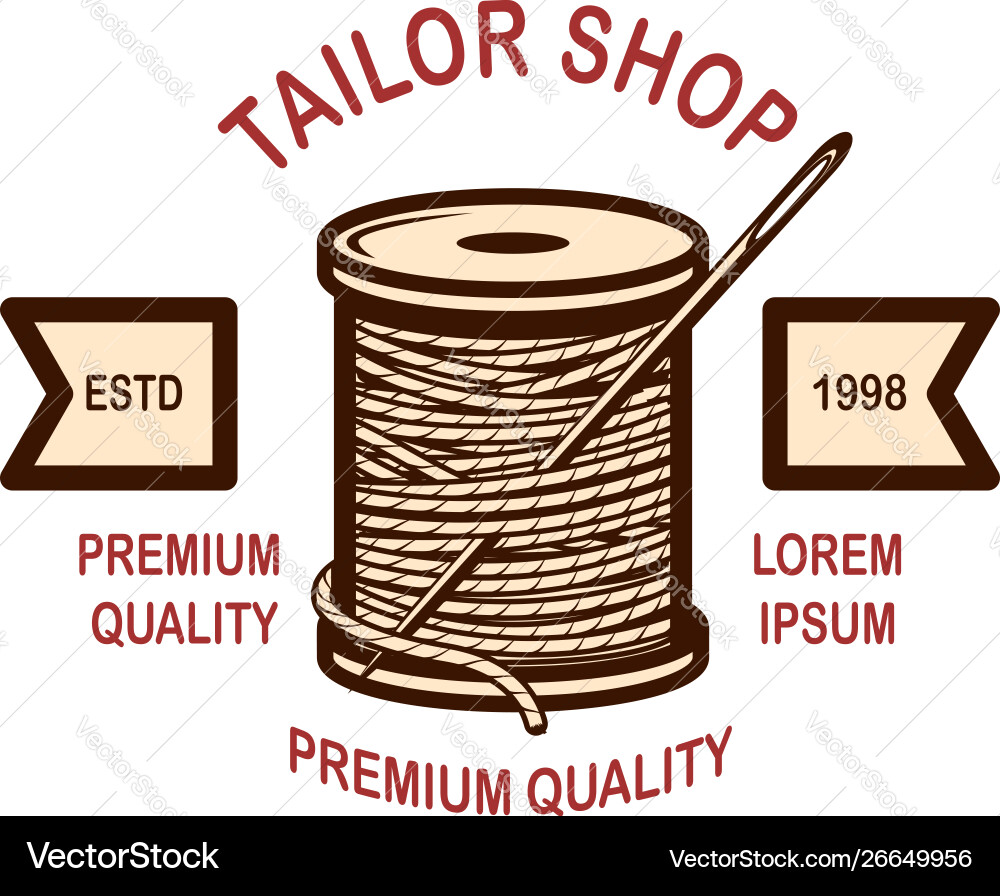 Tailor shop emblem template design element Vector Image
