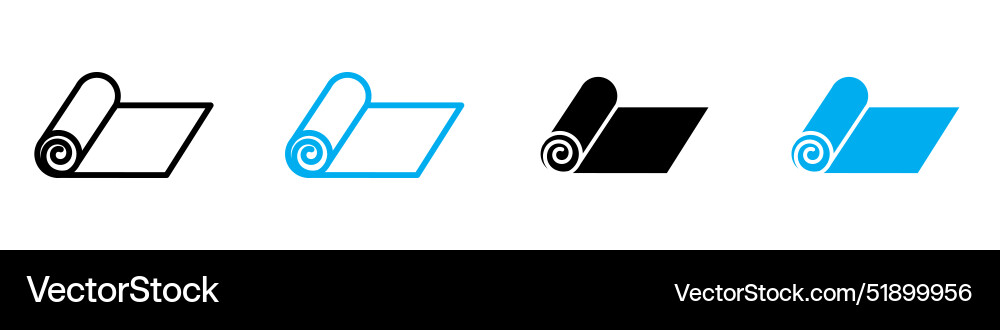 Yoga mat icon set featuring various Royalty Free Vector