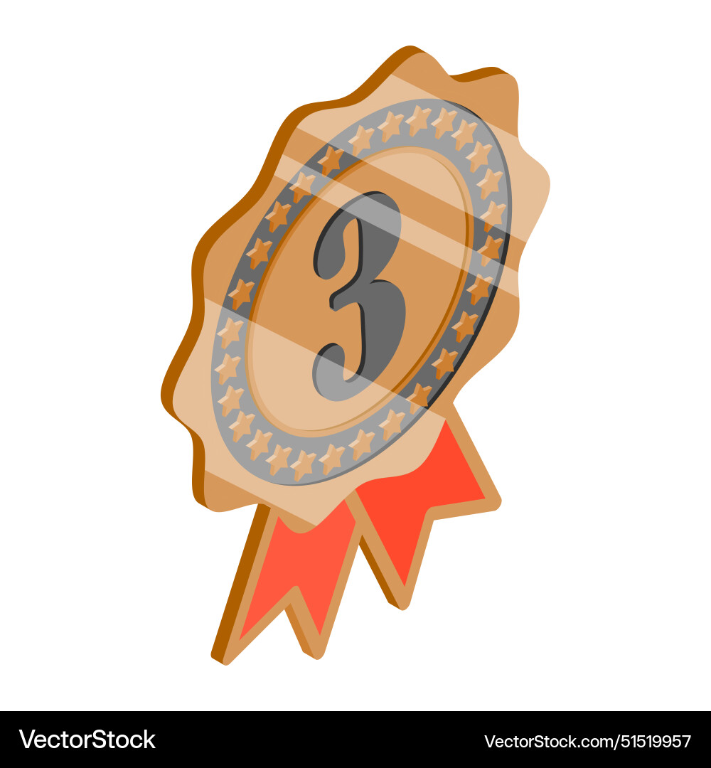 3d isometric flat of winner rosette Royalty Free Vector