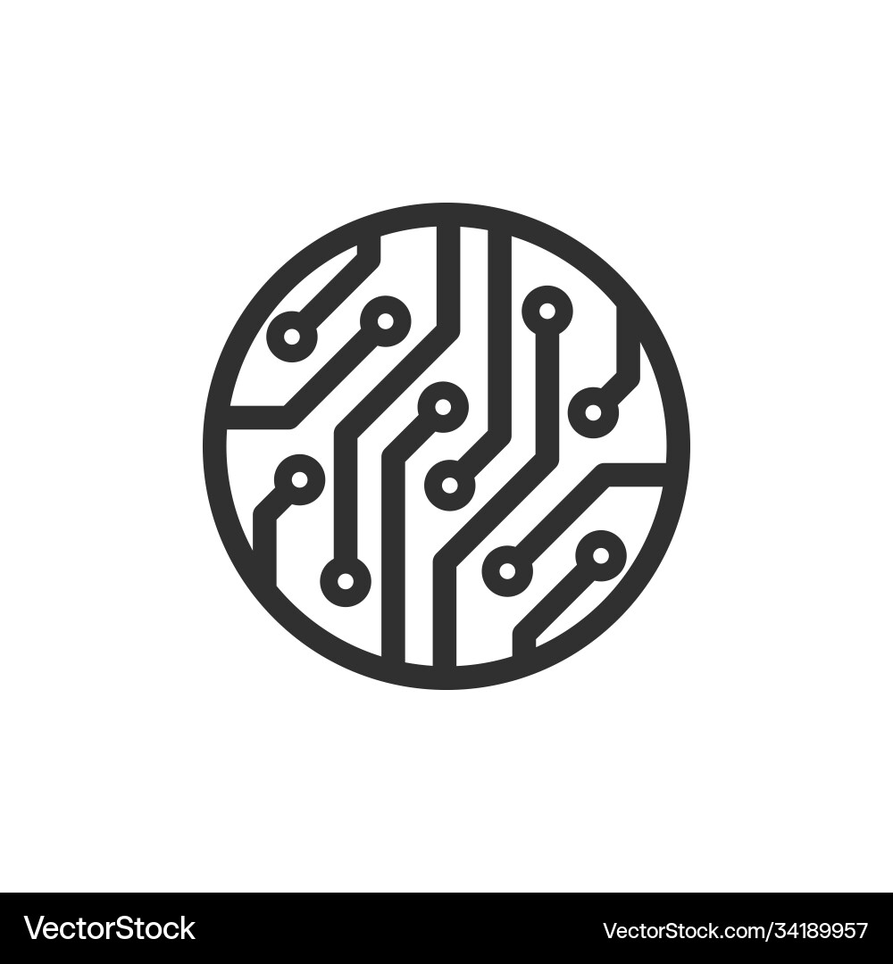 Circle circuit board icon images Royalty Free Vector Image