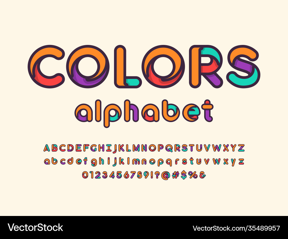 Colour font Royalty Free Vector Image - VectorStock