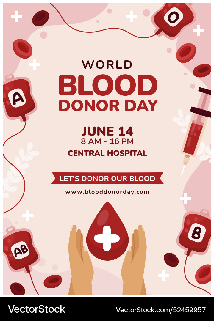 Flat vertical poster template for world blood Vector Image