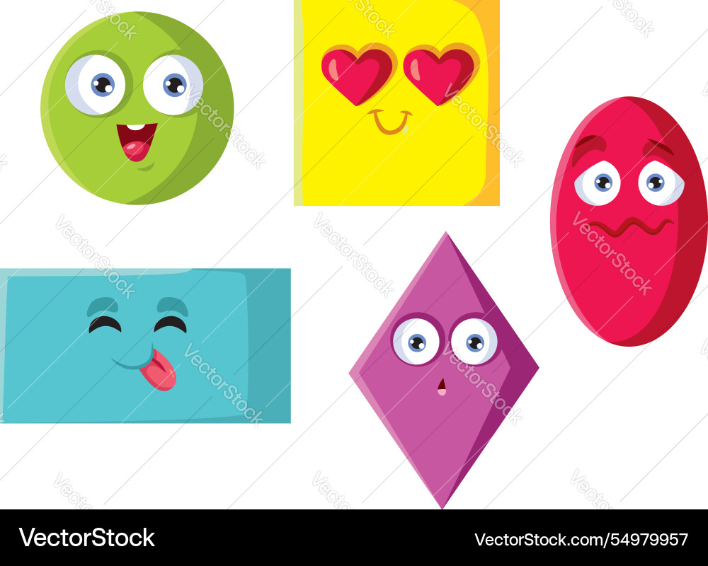 Geometric shapes set for kids characters – Royalty-Free Vector ...