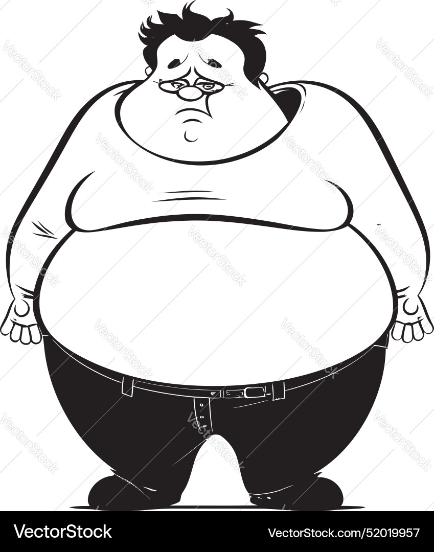 Hefty silhouette fat man emblem badge round Vector Image