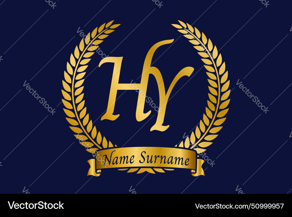 Initial letter h and y hy monogram logo design Vector Image