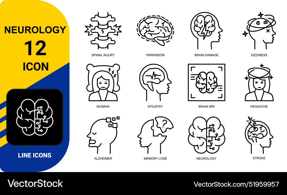 Neurology icons Royalty Free Vector Image - VectorStock