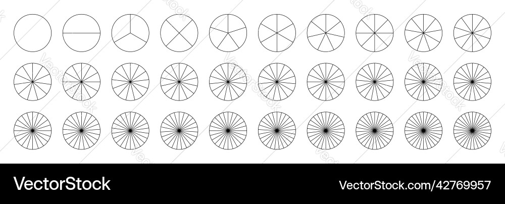 Pie of circle chart with segments round Royalty Free Vector