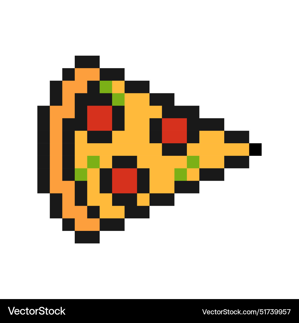 Pixel piece of pizza icon appetizing snack Vector Image