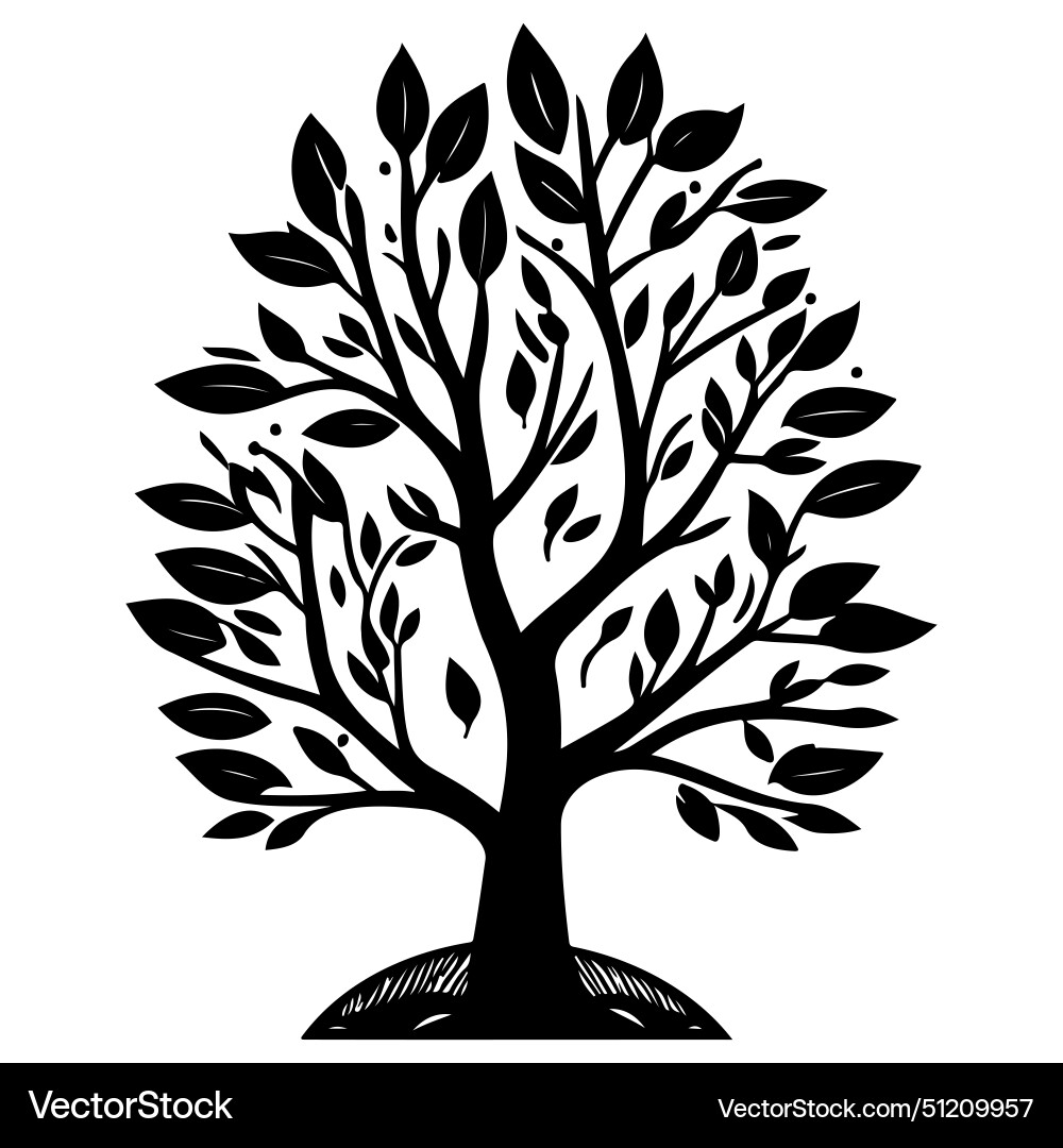 Tree floral sketch hand draw Royalty Free Vector Image