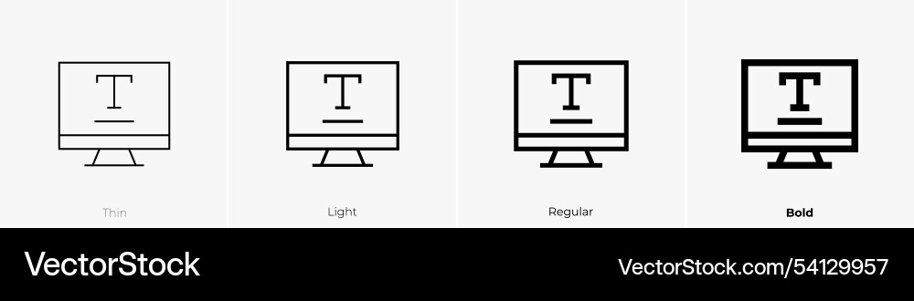 Underlined icon thin light regular and bold style Vector Image