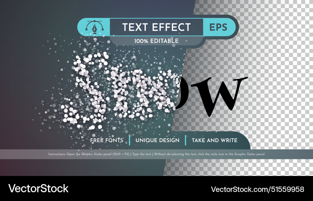 Fallen snow - editable text effect font style Vector Image