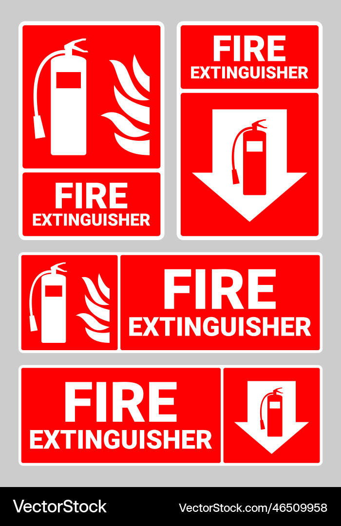 Fire Extinguisher Signs Collection Royalty Free Vector Image