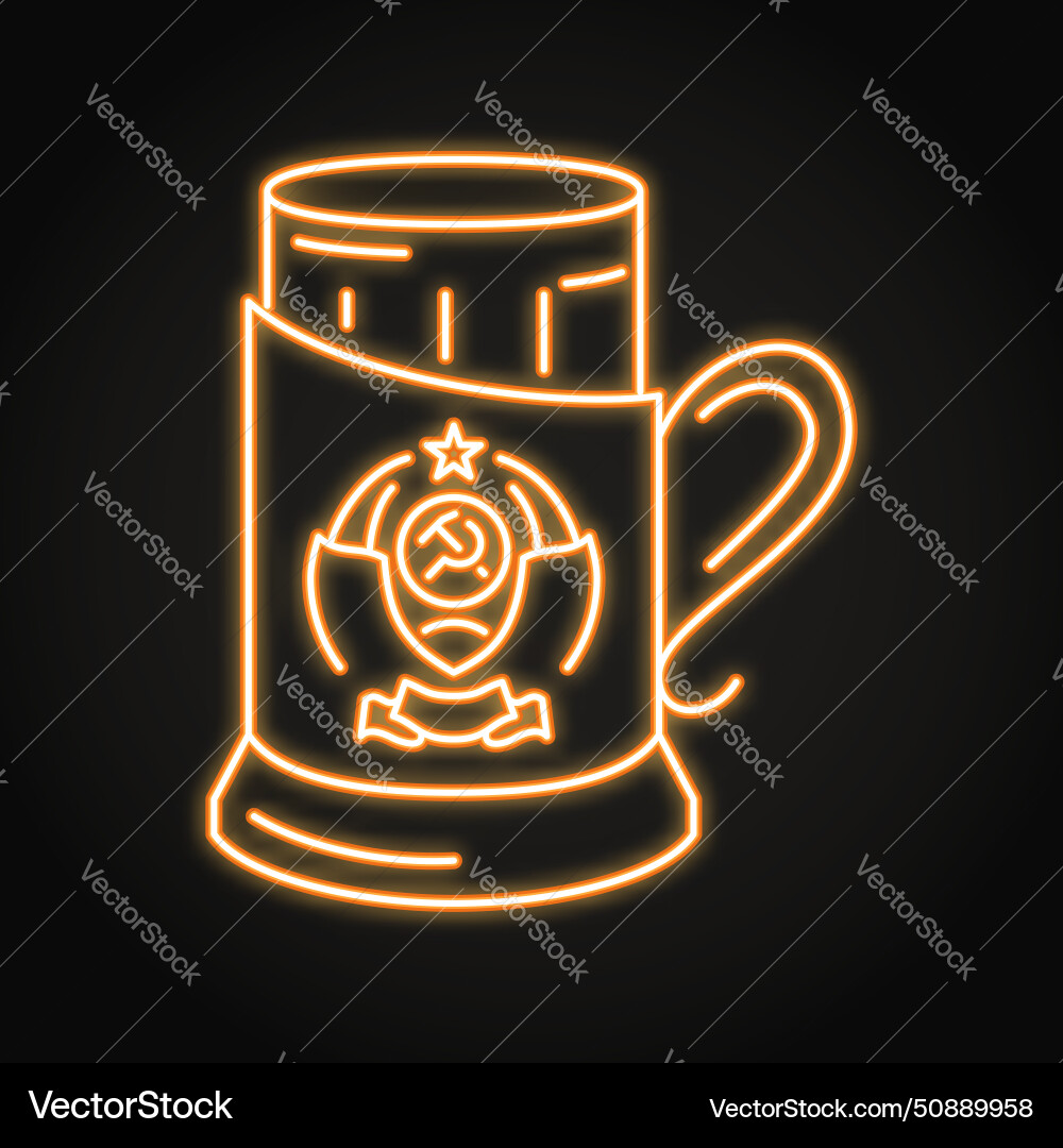 Glass in soviet coaster neon icon Royalty Free Vector Image