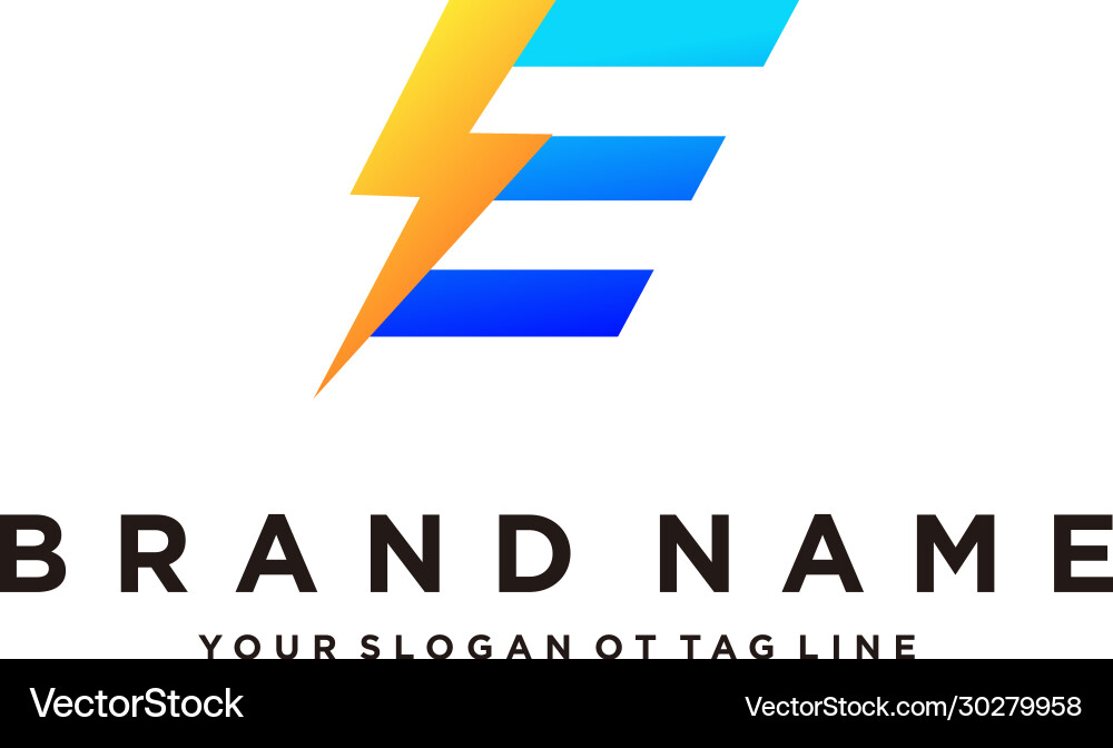 Letter e flash electrical logo design Royalty Free Vector