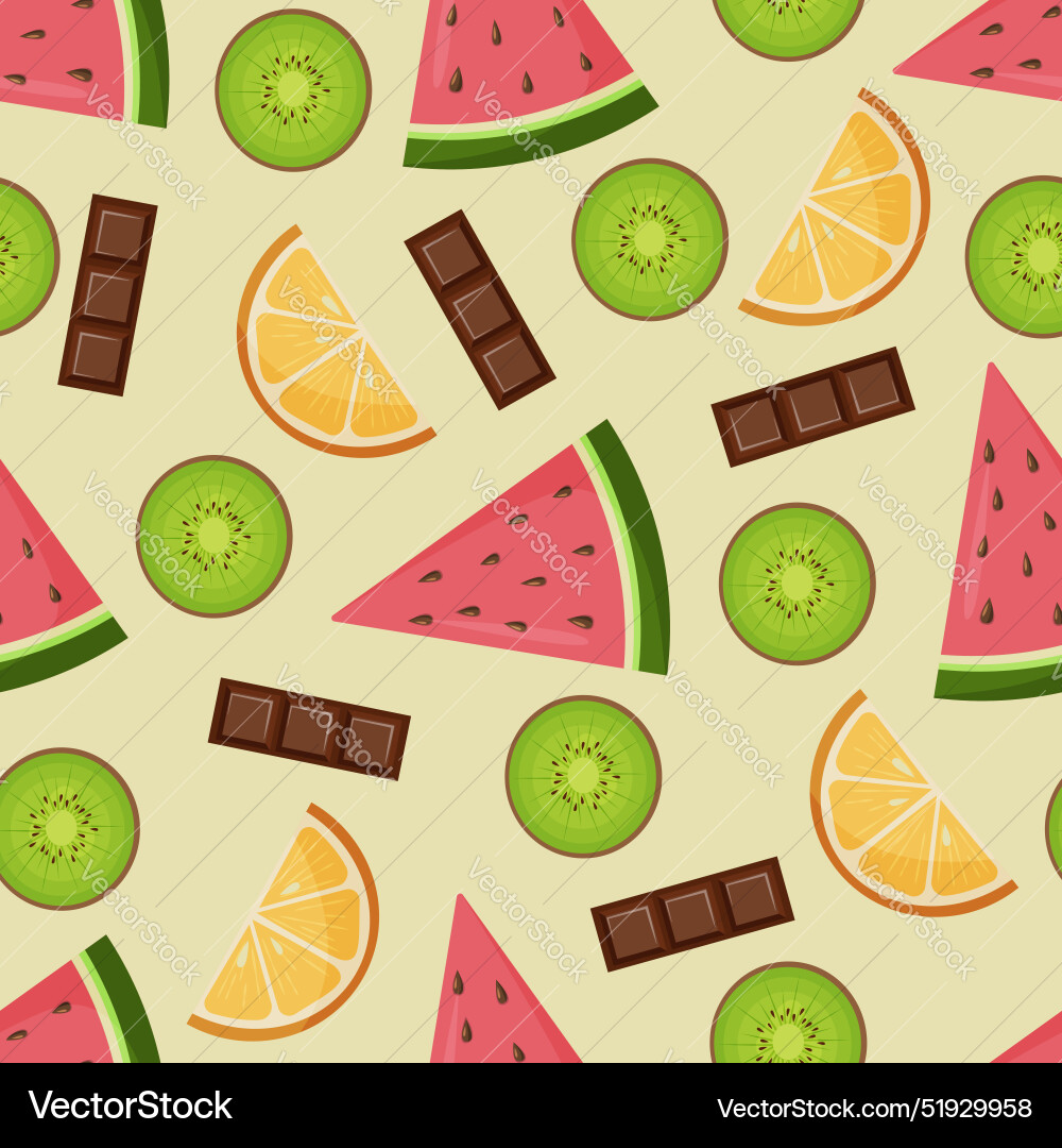 Mixed fruits seamless pattern Royalty Free Vector Image