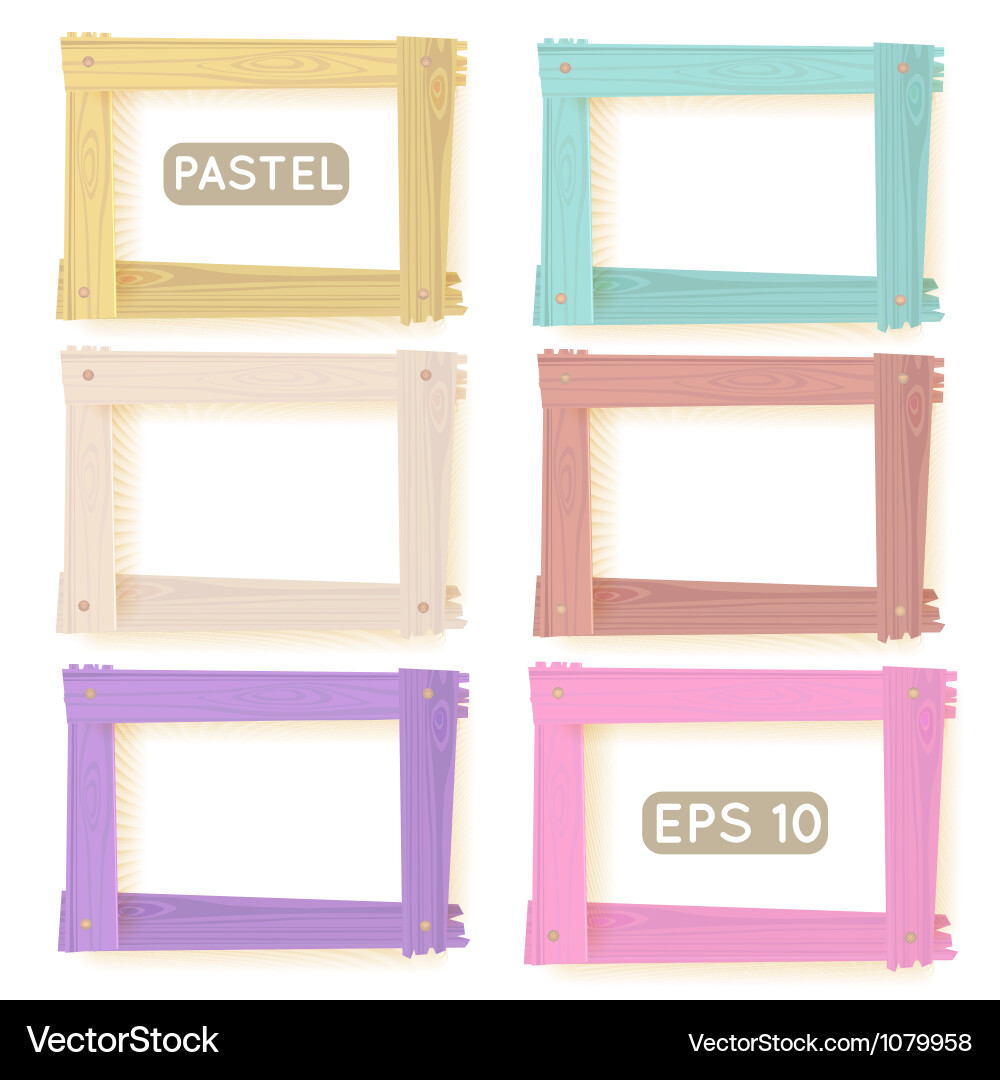 Pastel Wooden Picture Frames Set Royalty Free Vector Image