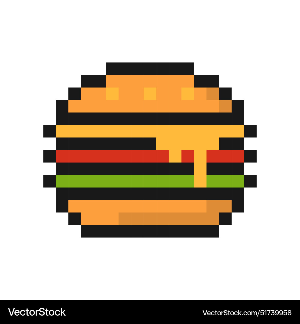 Pixel hamburger icon colorful appetizing snack Vector Image