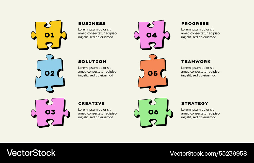 Puzzle pieces convey ideas like teamwork progress Vector Image