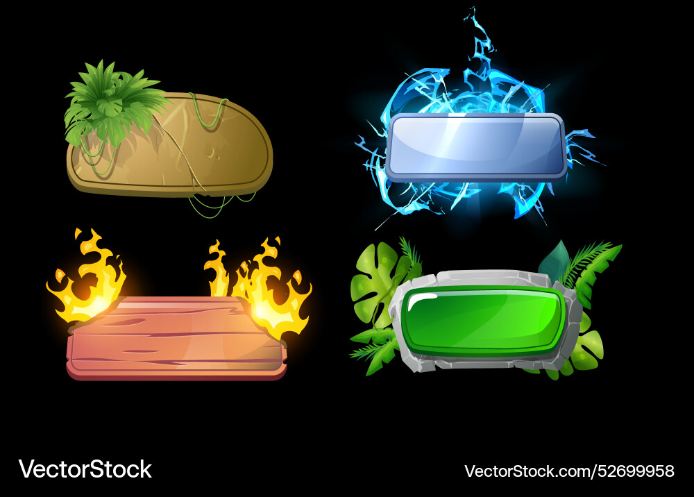 Wooden metal stone frames set for interface ui Vector Image