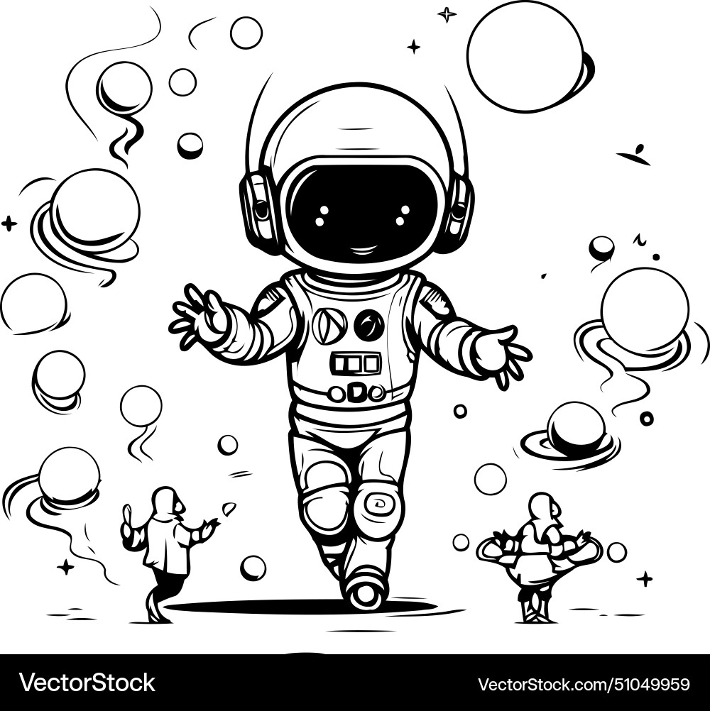Astronaut in outer space cartoon hand drawing Vector Image