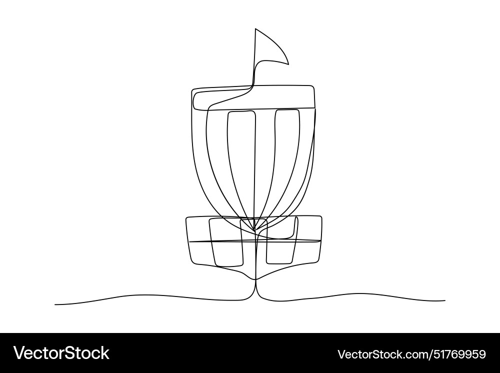Disc golf one line icon doodle drawing isolated Vector Image