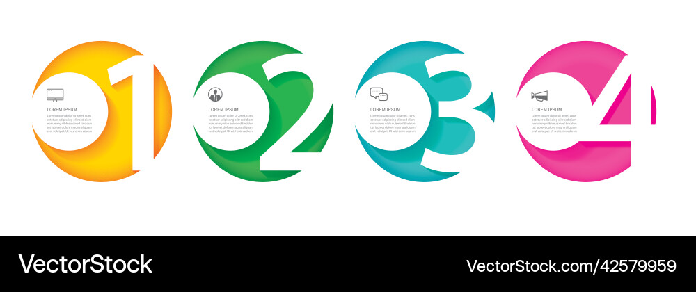 Infographics circle timeline with 4 number data Vector Image