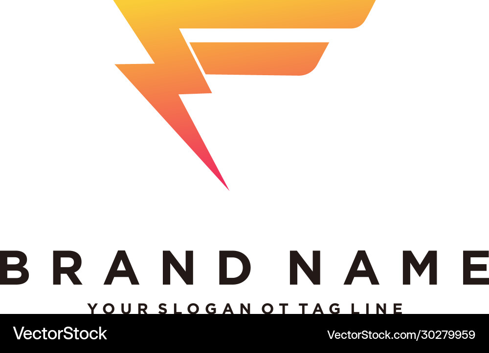 Letter f flash electrical logo design Royalty Free Vector
