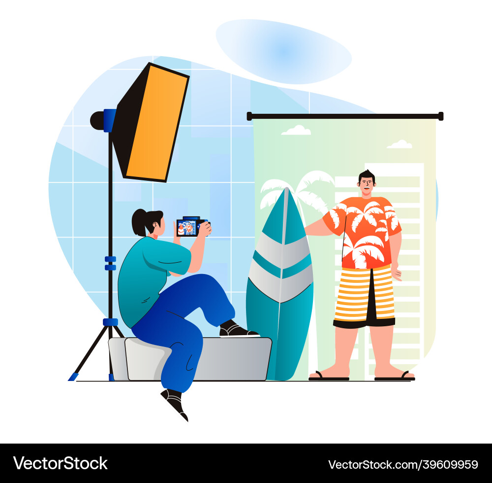 Photo studio concept in modern flat design Vector Image