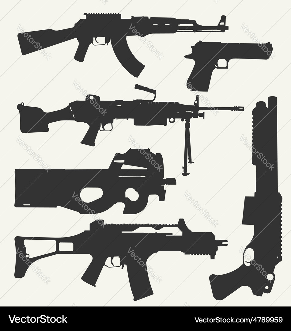 Silhouette of guns Royalty Free Vector Image - VectorStock