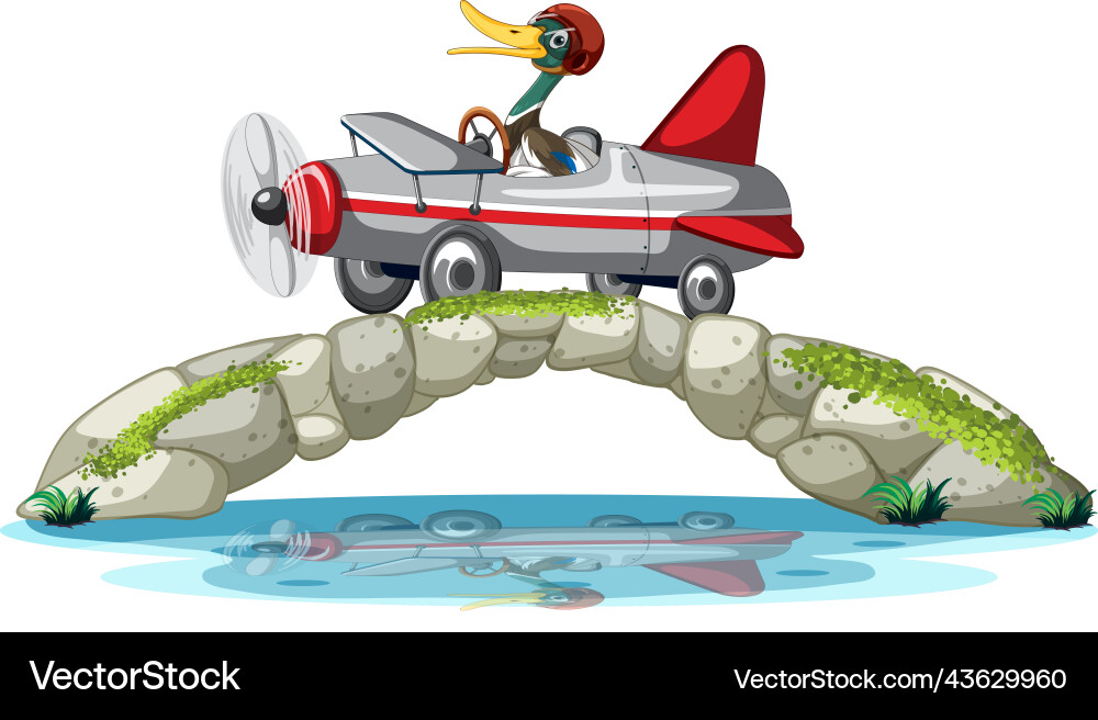 A duck driving plane cartoon Royalty Free Vector Image