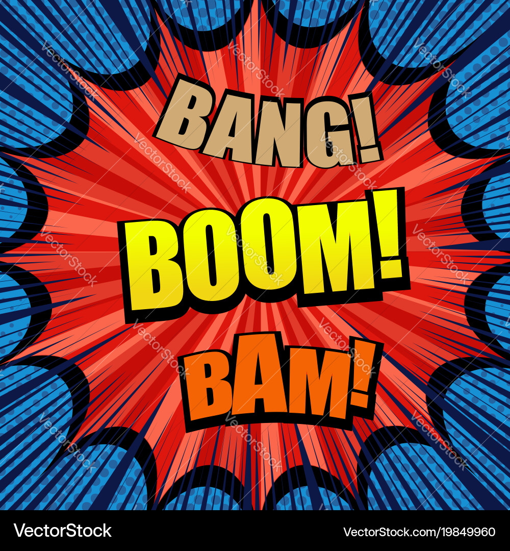 Explosive comic bright template Royalty Free Vector Image
