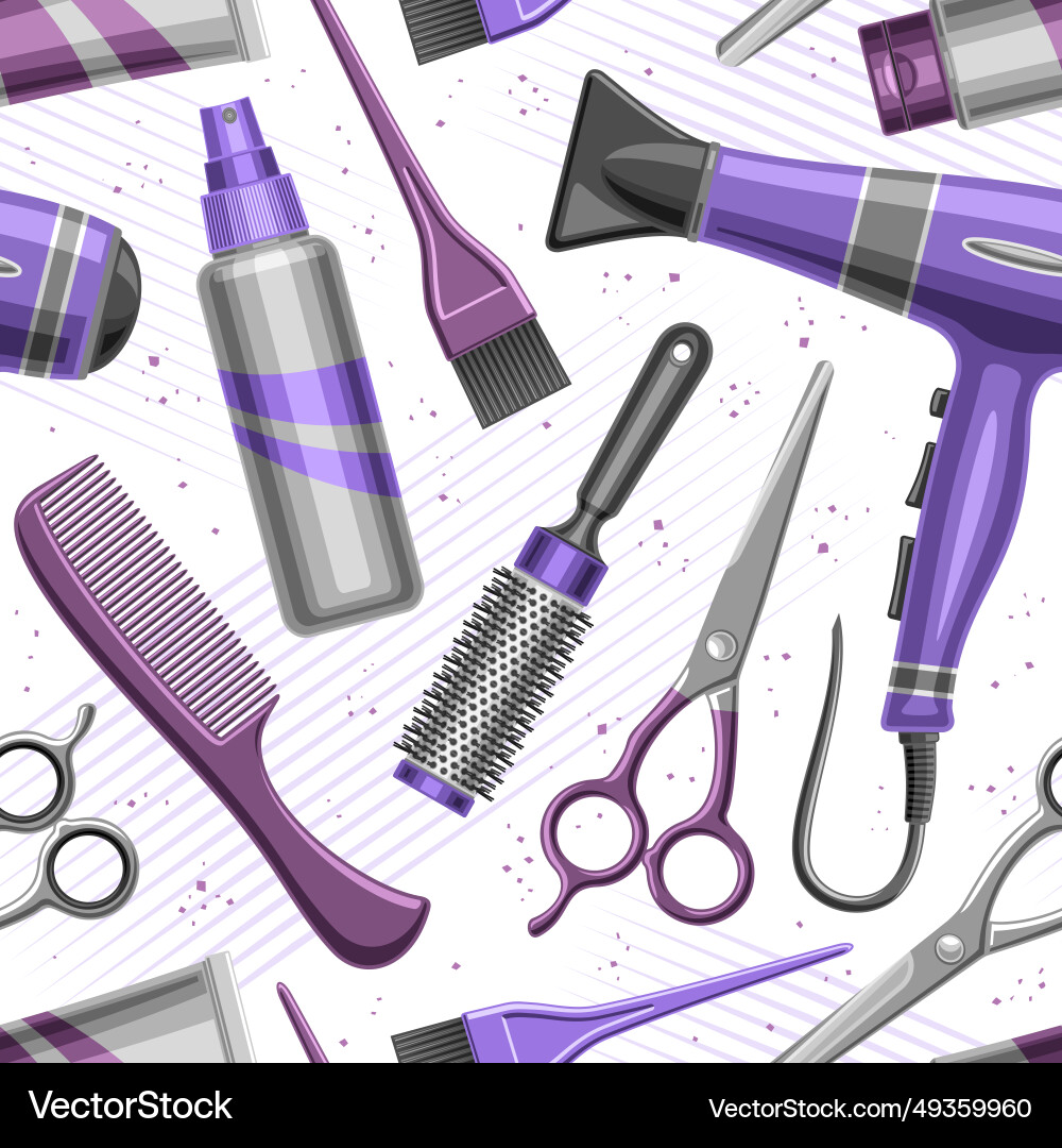Hair salon seamless pattern Royalty Free Vector Image