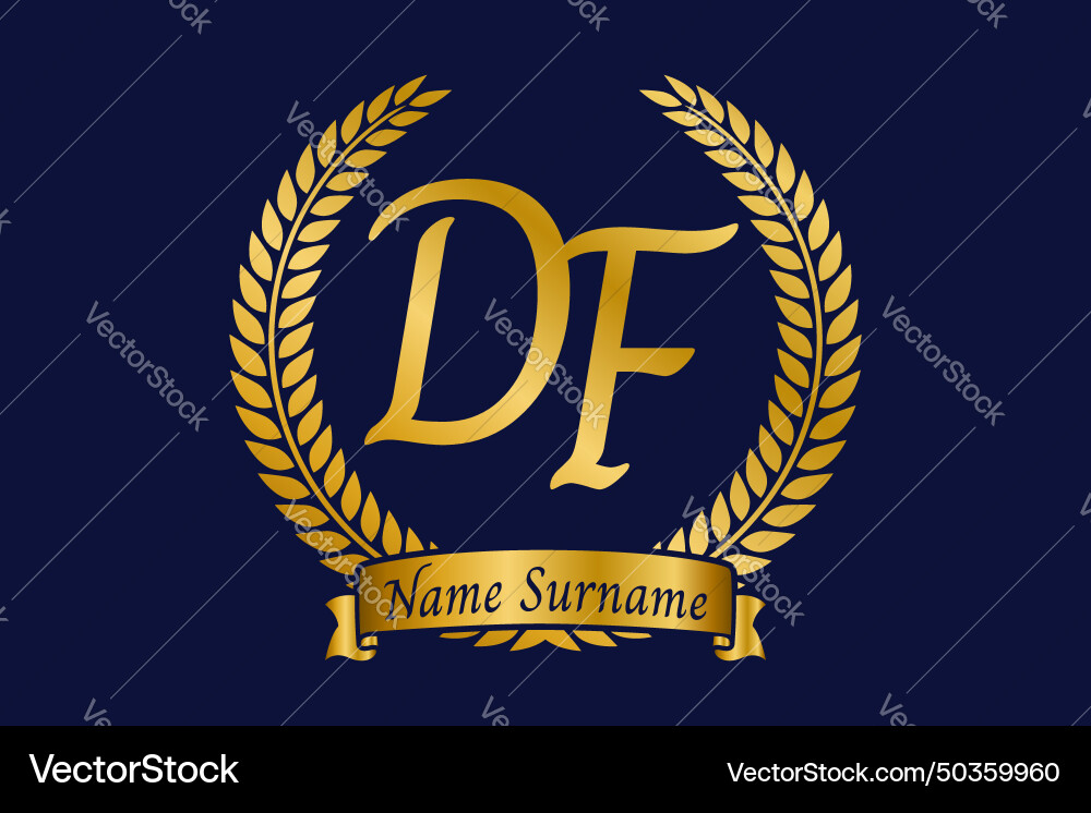 Initial letter d and f df monogram logo design Vector Image