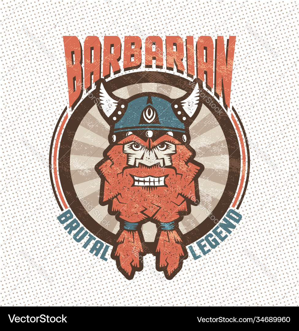 Logo with a head bearded barbarian Royalty Free Vector Image