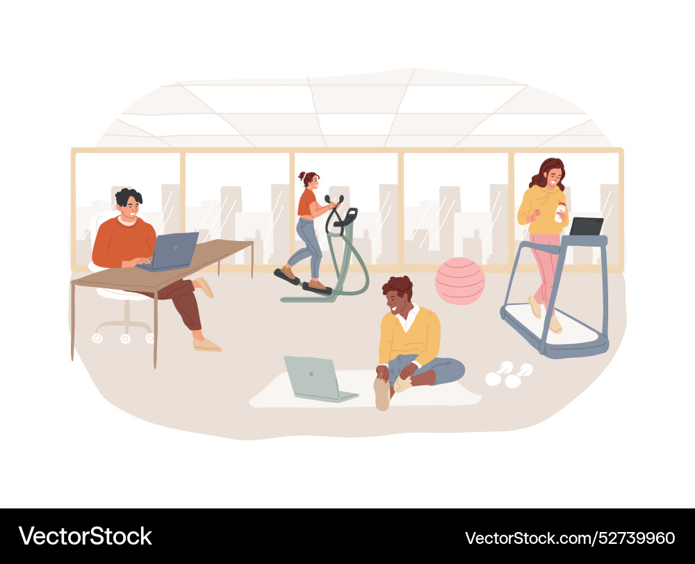 Office gym isolated cartoon Royalty Free Vector Image